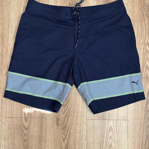 Puma | Swim | Puma Blue And Gray Board Shorts With Drawstring And ...